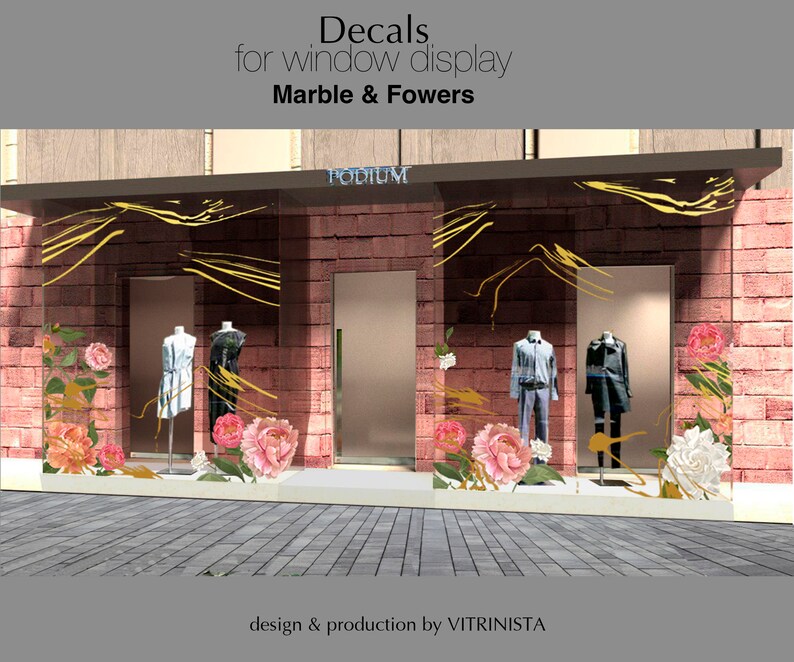 Decals Flowers and Marble Great for Shop Fronts / Vinyl Decal - Etsy