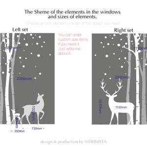 Trees, deers and snow, Forest Winter Christmas, New Year / vinyl Decals ...