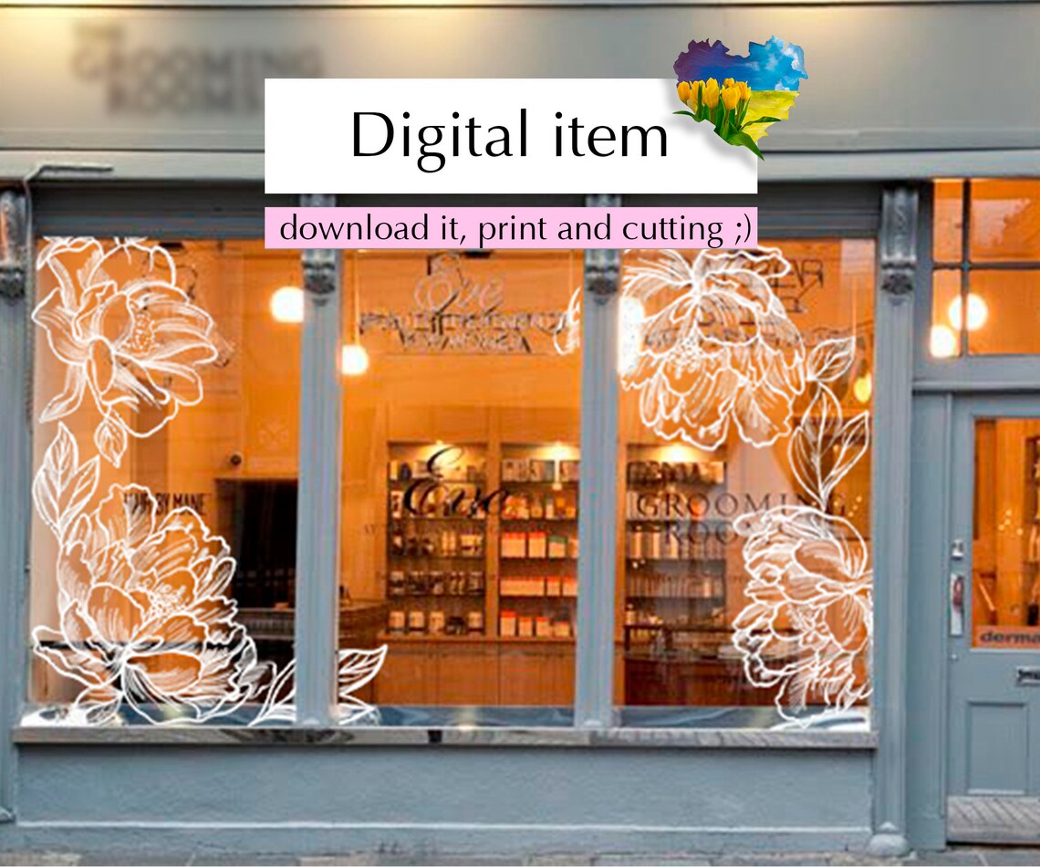White Peony's Flowers / Decal Design / Vinyl Showcase - Etsy