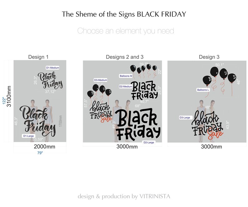 Three Types of Black Friday Sale Sticker, Gold, Black / Storefront ...