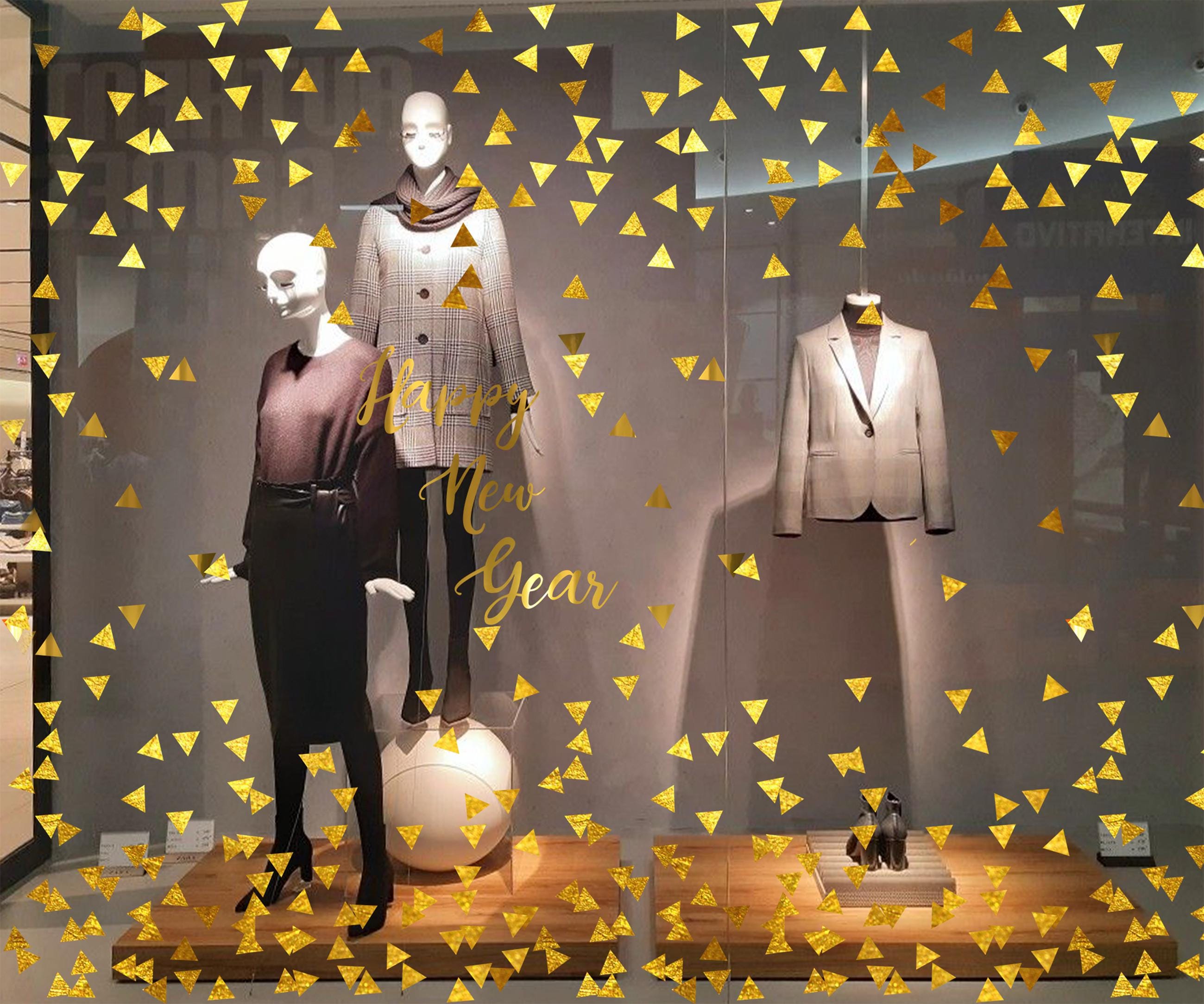 Confetti Window Decals, Gold & Silver Triangle Stickers for Boutique ...
