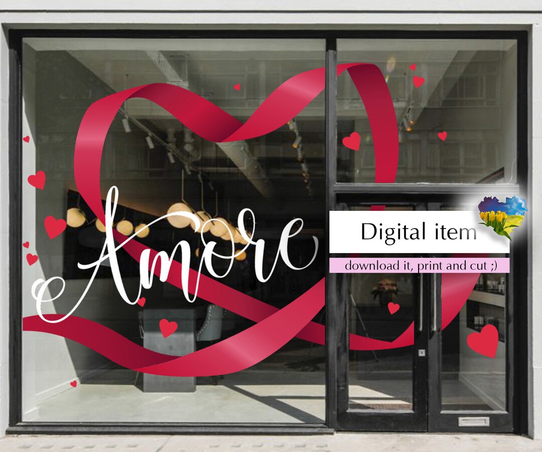 Red Heart Ribbon, Amor Love Sign, Valentine's Day, Stickers Design by ...