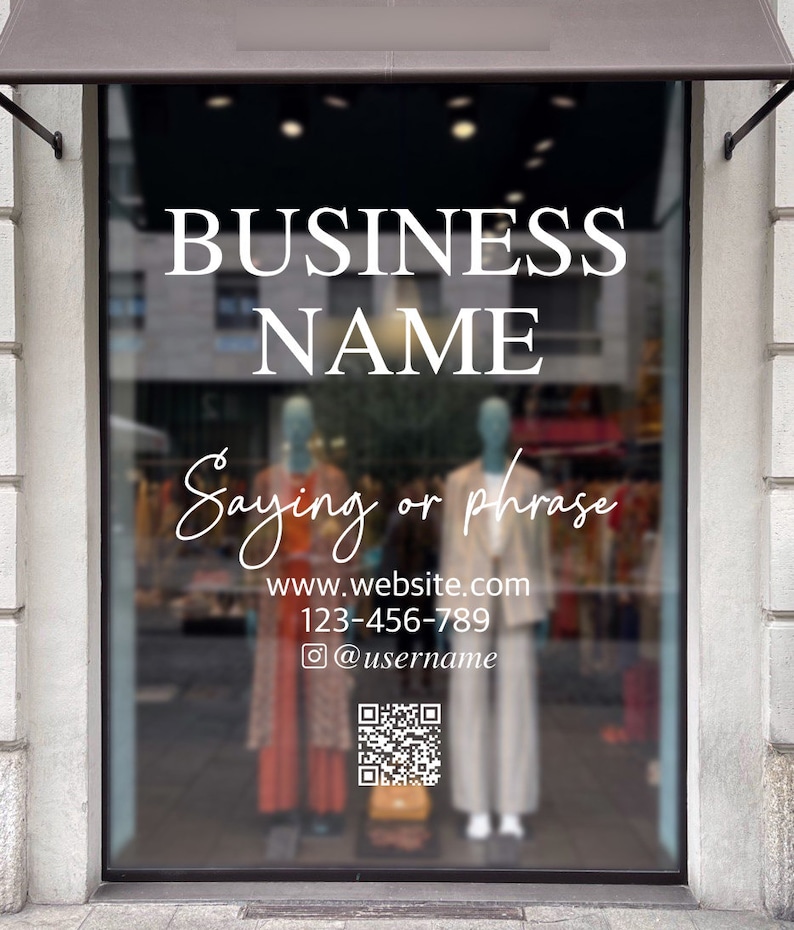 Customiseble Business Window Decal, Company Vinyl Sticker Logo & Name ...
