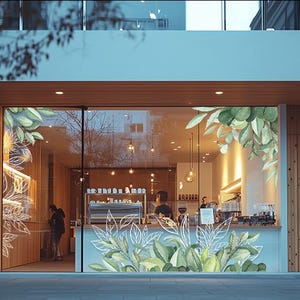 Spring-summer Greenery Sticker Design – Boutique Window Display Floral ...