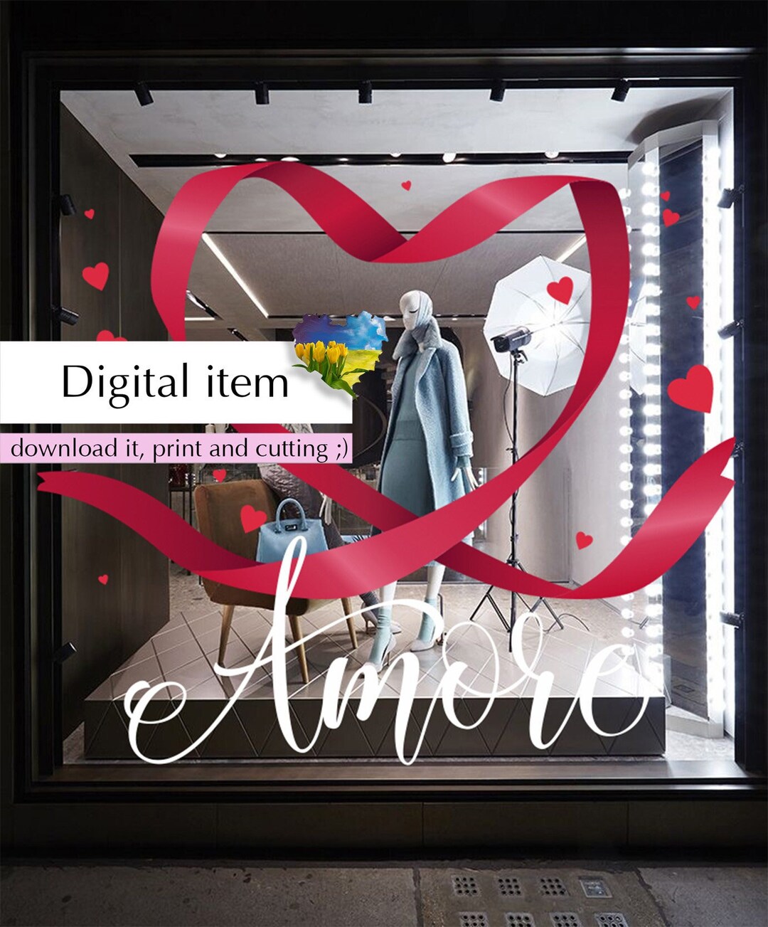 Red Heart Ribbon Amor Love Sign Valentine's Day - Etsy