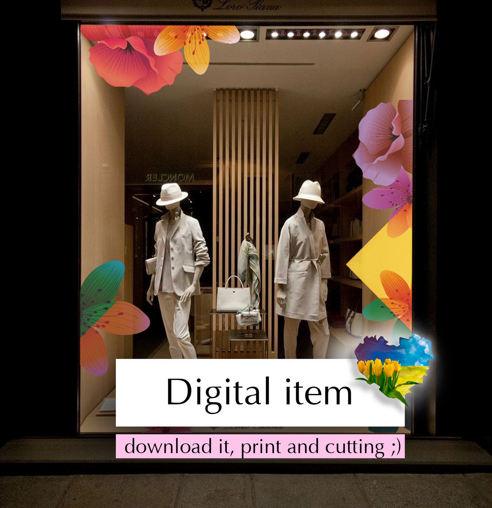 Fall Flower Sticker Window / Vinyl Decals for Showcase / - Etsy