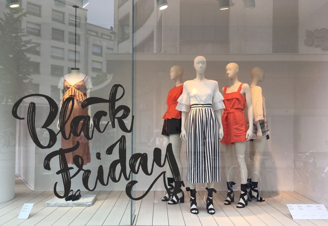 Three Types of Black Friday Sale Sticker, Gold, Black / Storefront ...