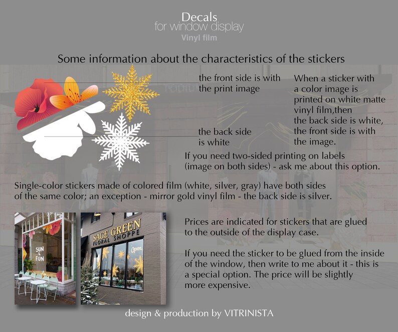 Flowers and Leaves Decals for Decor Window Display / Showcase / Vinyl ...