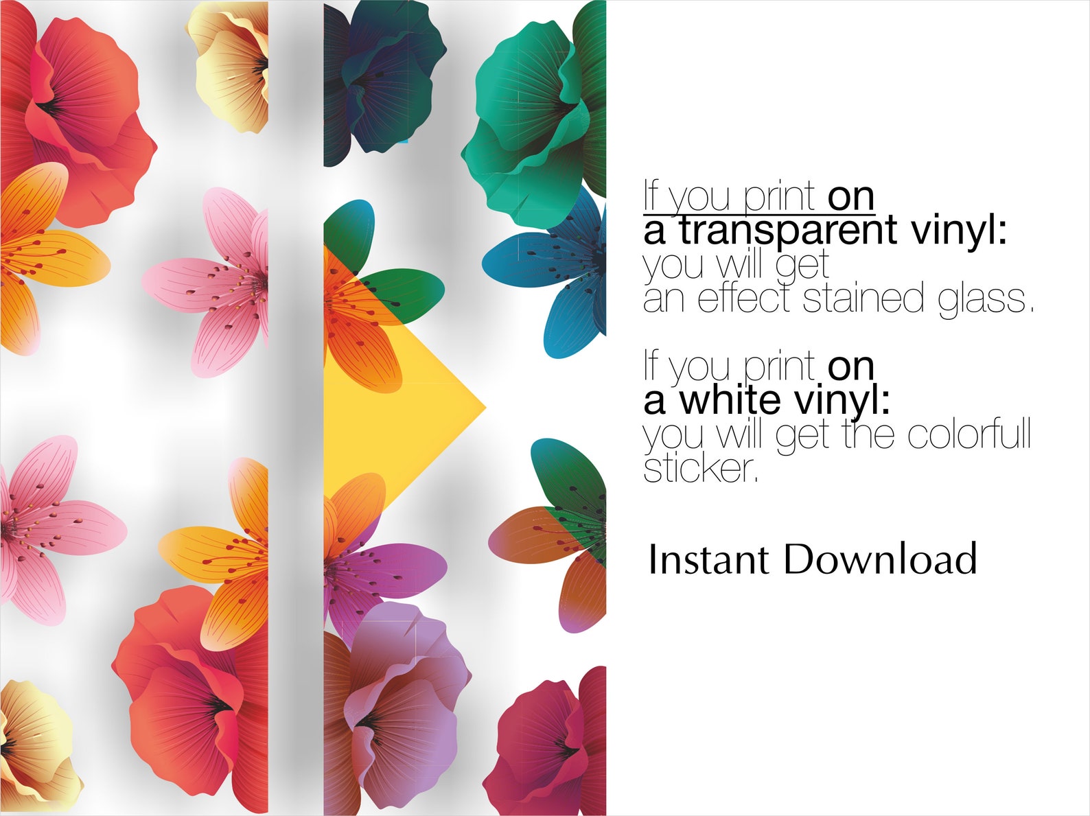 Fall Flower Sticker Window / Vinyl Decals for Showcase / Stained-glass ...