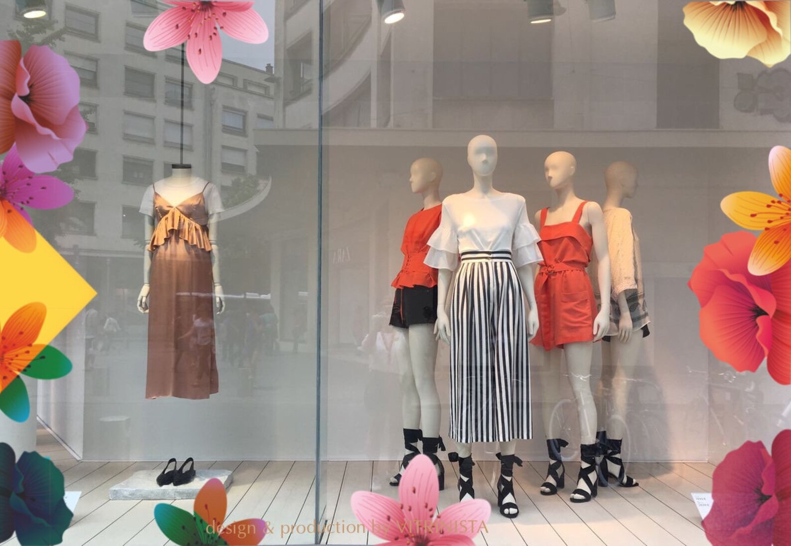 Summer Autumn Flowers Decals for Decor Window Display / Showcase ...