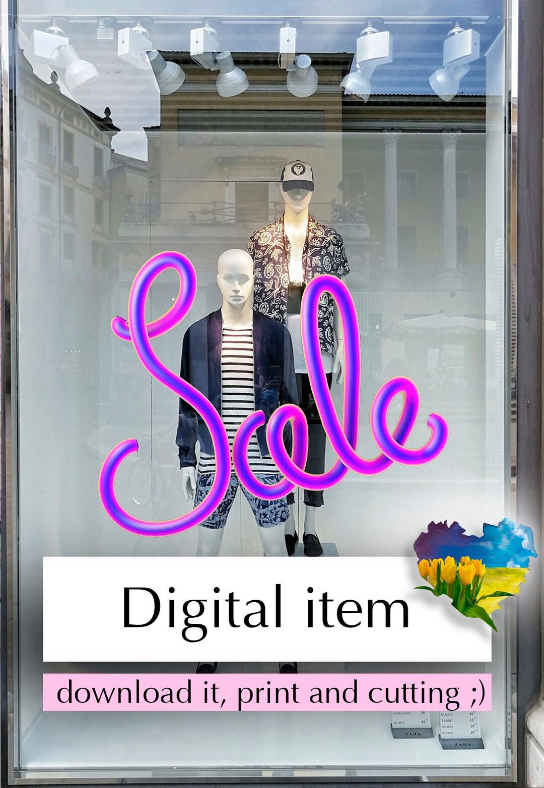 Sale Sticker Sign, Lettering Neon Violet Light, Great for Shop Fronts ...