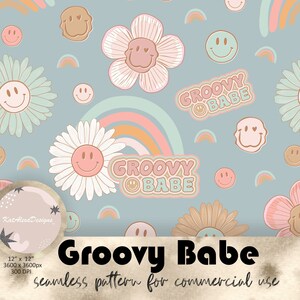 Pastel Smiley Flower Faces Seamless Repeat Pattern Retro - Etsy