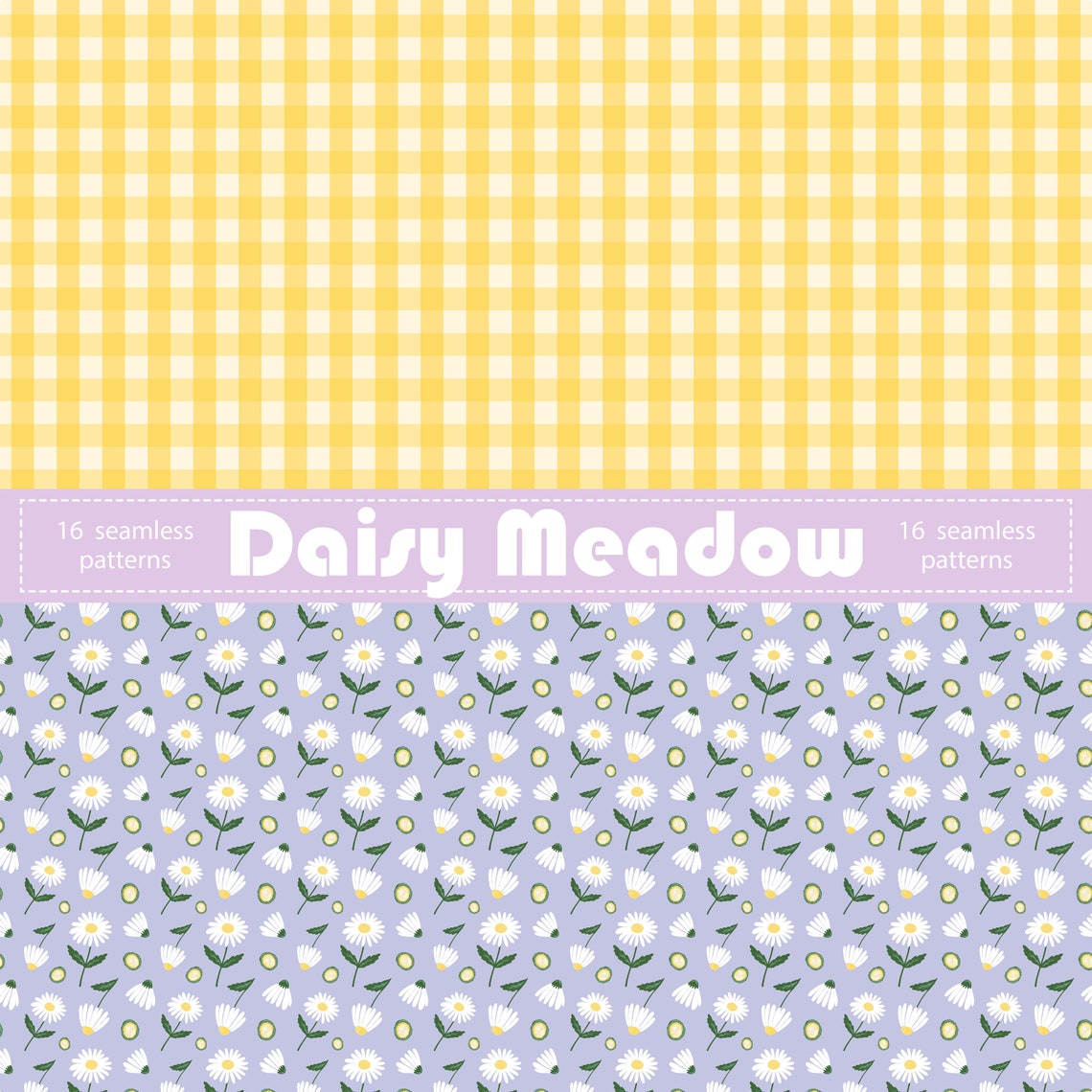 Daisy Flower Digital Paper Summer Meadow Seamless Pattern - Etsy