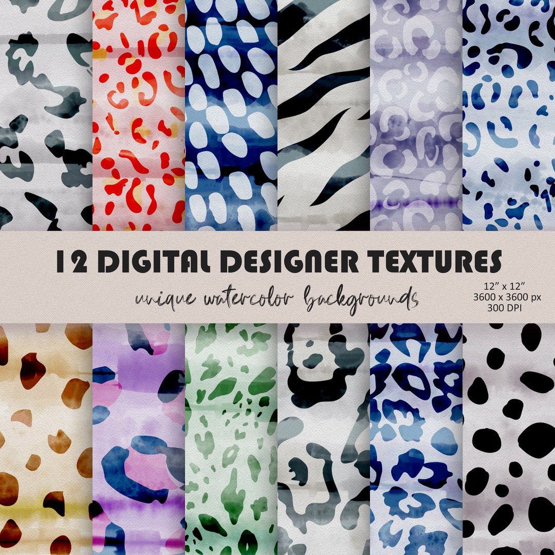 Animal Spots Digital Paper, Leopard Fur Watercolor Textures, Jaguar ...