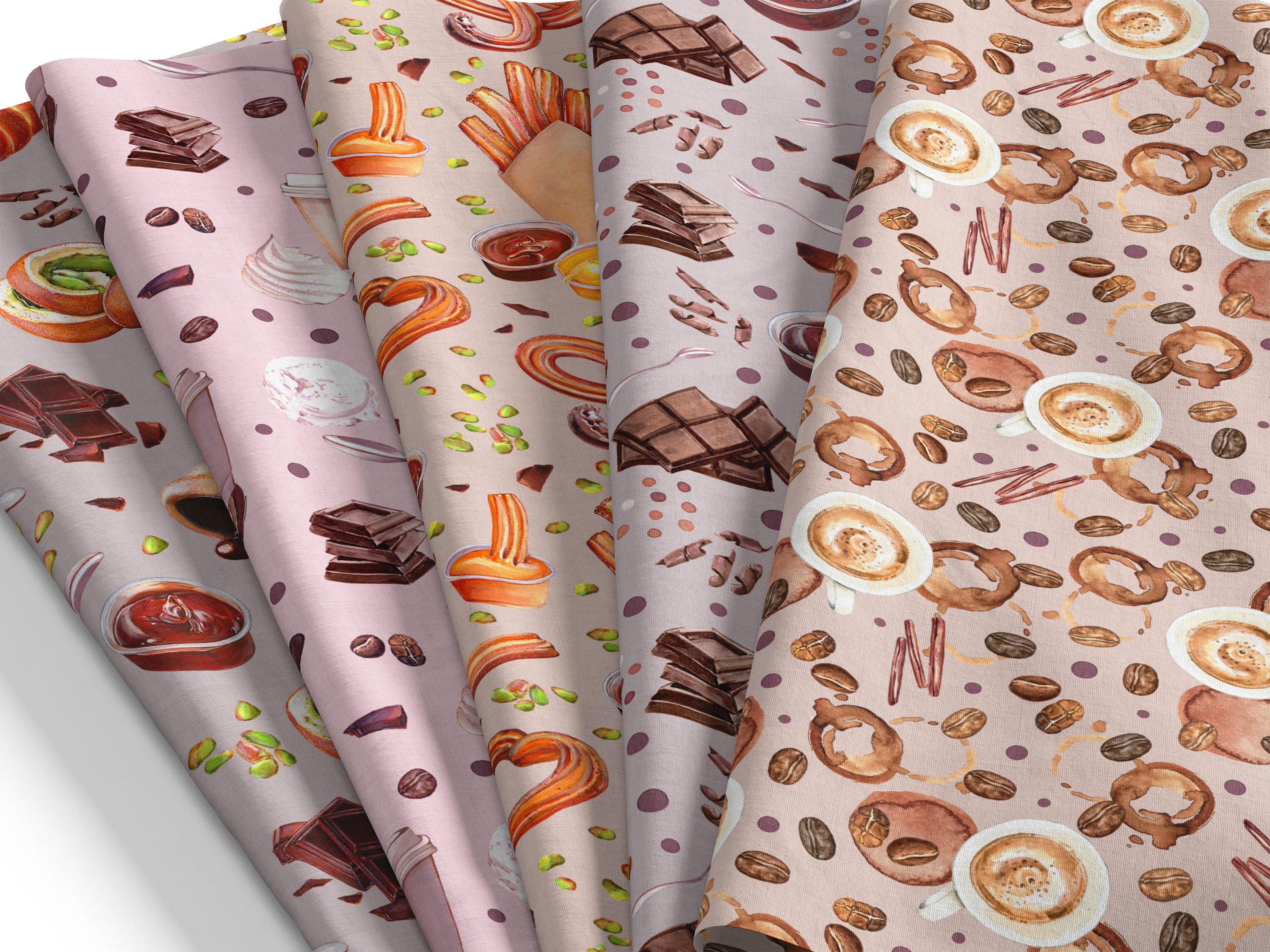 Coffee and Cake Digital Paper Bakery Printable Art Churros - Etsy