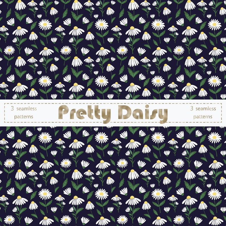 Pretty Daisy Flowers Seamless Pattern Daisy Digital Paper - Etsy