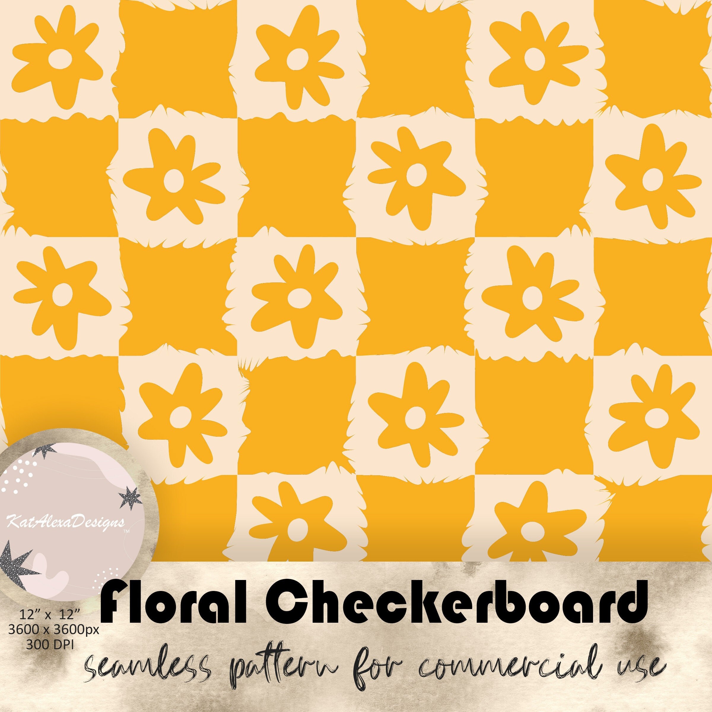 Floral Checkerboard Seamless Pattern, Geo Flowers Fabric Design ...