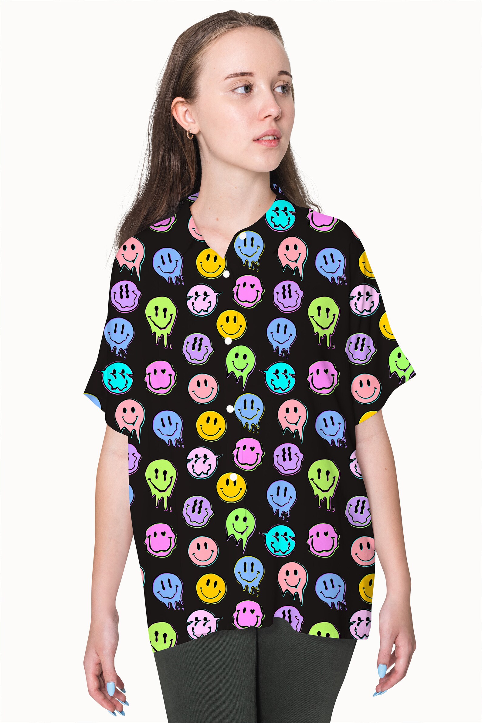 Smiley Face Seamless Pattern, Trippy Smile Fabric Design, Melting Face ...