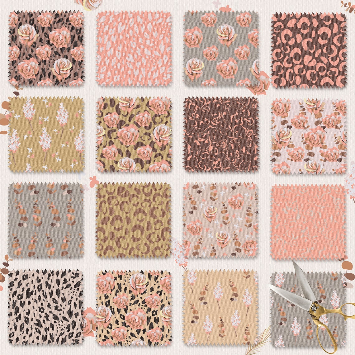 Vintage Flowers Digital Paper Flower Scrapbook Paper Floral Seamless ...