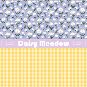 Daisy Flower Digital Paper, Summer Meadow Seamless Pattern, Floral ...