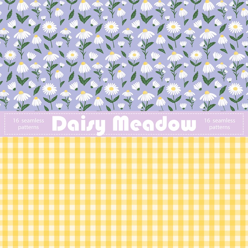Daisy Flower Digital Paper Summer Meadow Seamless Pattern - Etsy