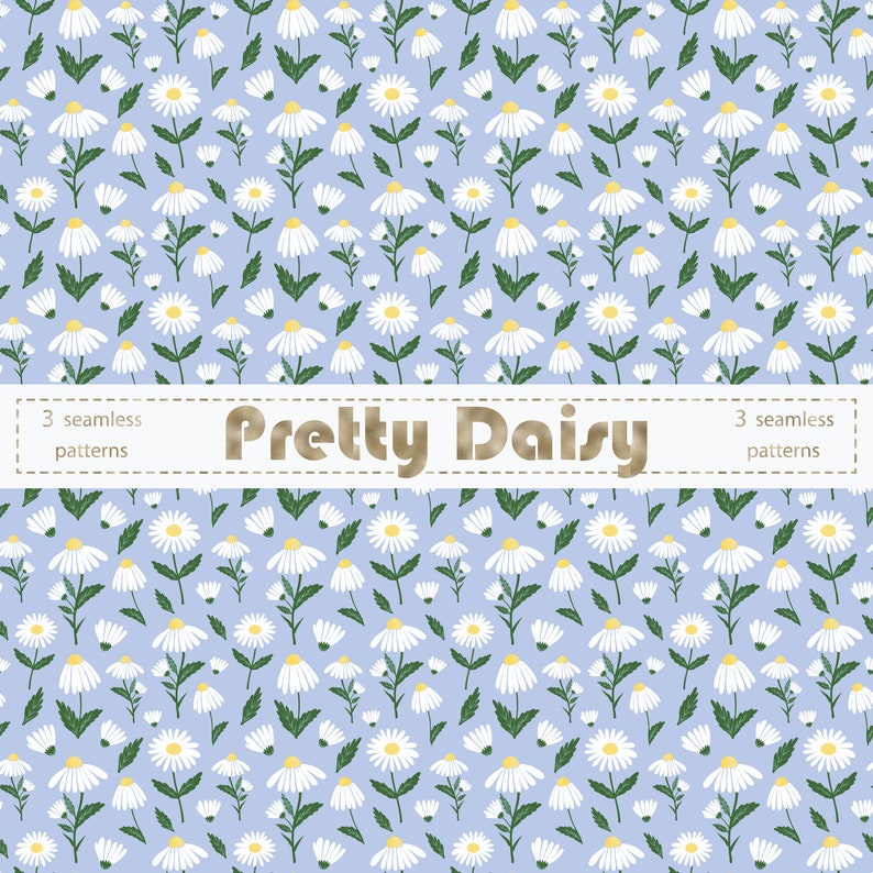 Pretty Daisy Flowers Seamless Pattern Daisy Digital Paper - Etsy