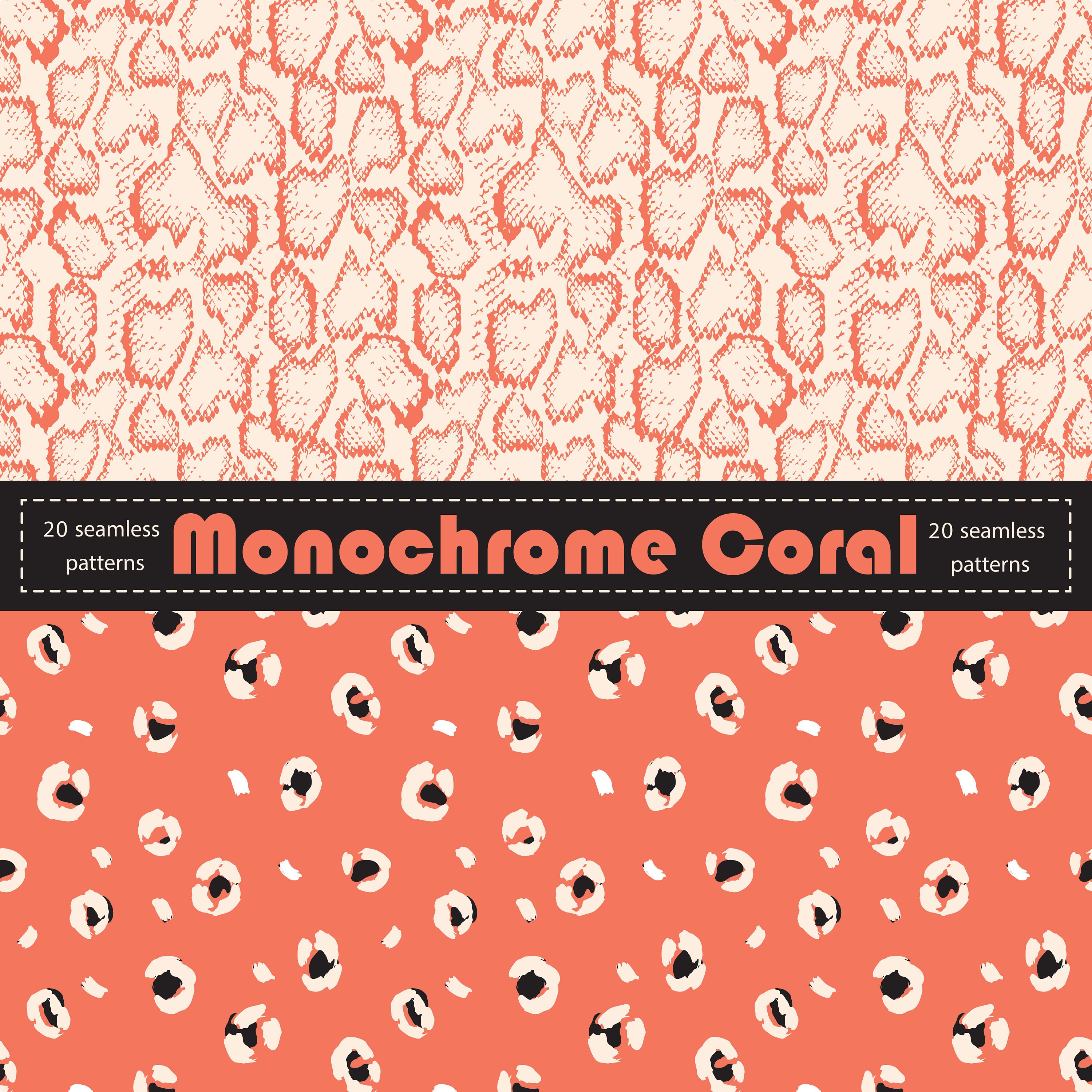Monochrome Coral Animal Fur Digital Paper, Leopard Seamless Pattern ...