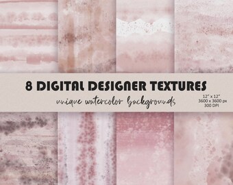 8 Blush Ombre Digital Paper Dusty Pink Watercolor Textures - Etsy