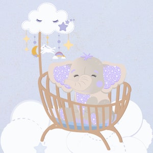 Sleeping Baby Elephant Clip Art, Sweet Dreams Elephant Graphics ...