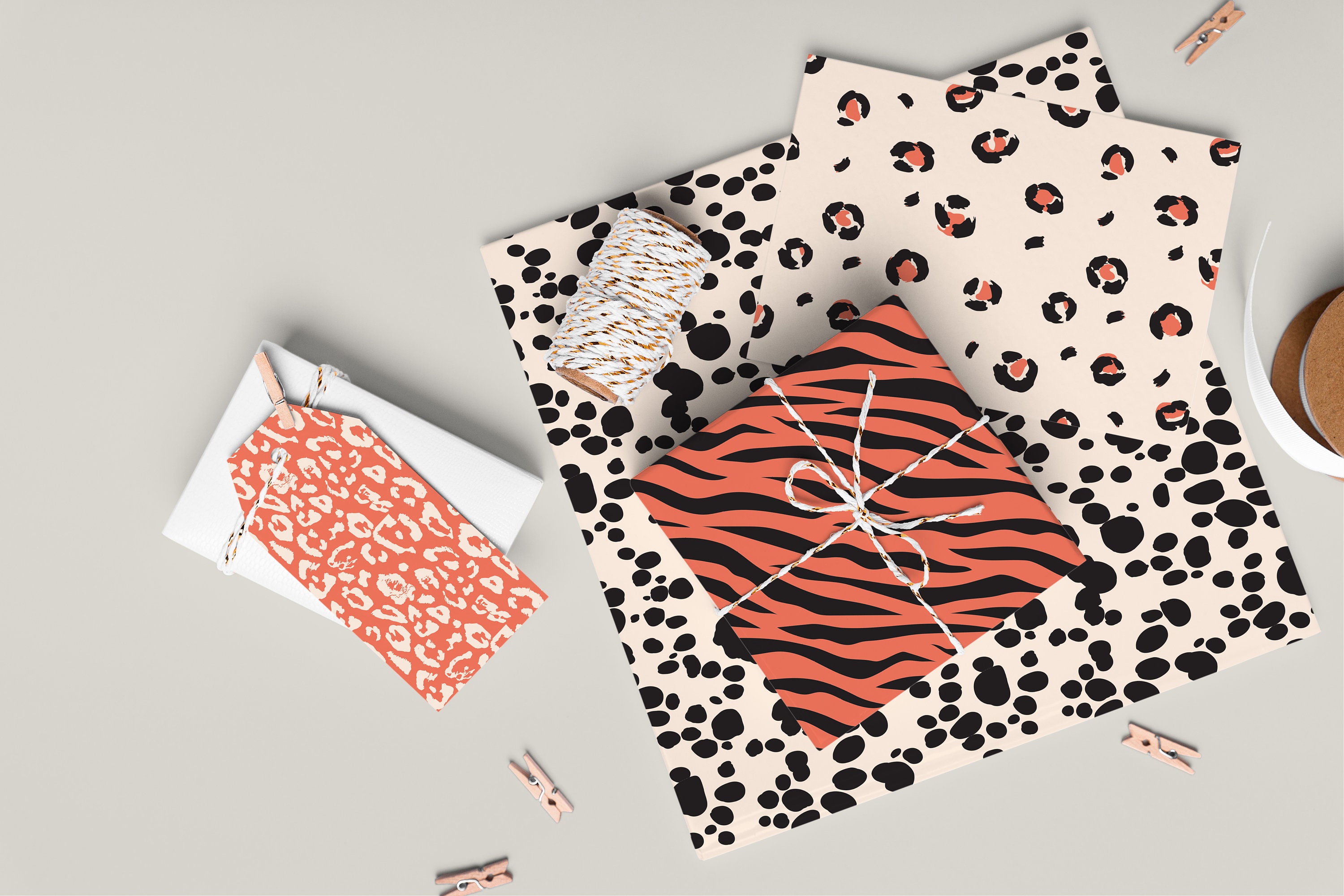 Monochrome Coral Animal Fur Digital Paper, Leopard Seamless Pattern ...