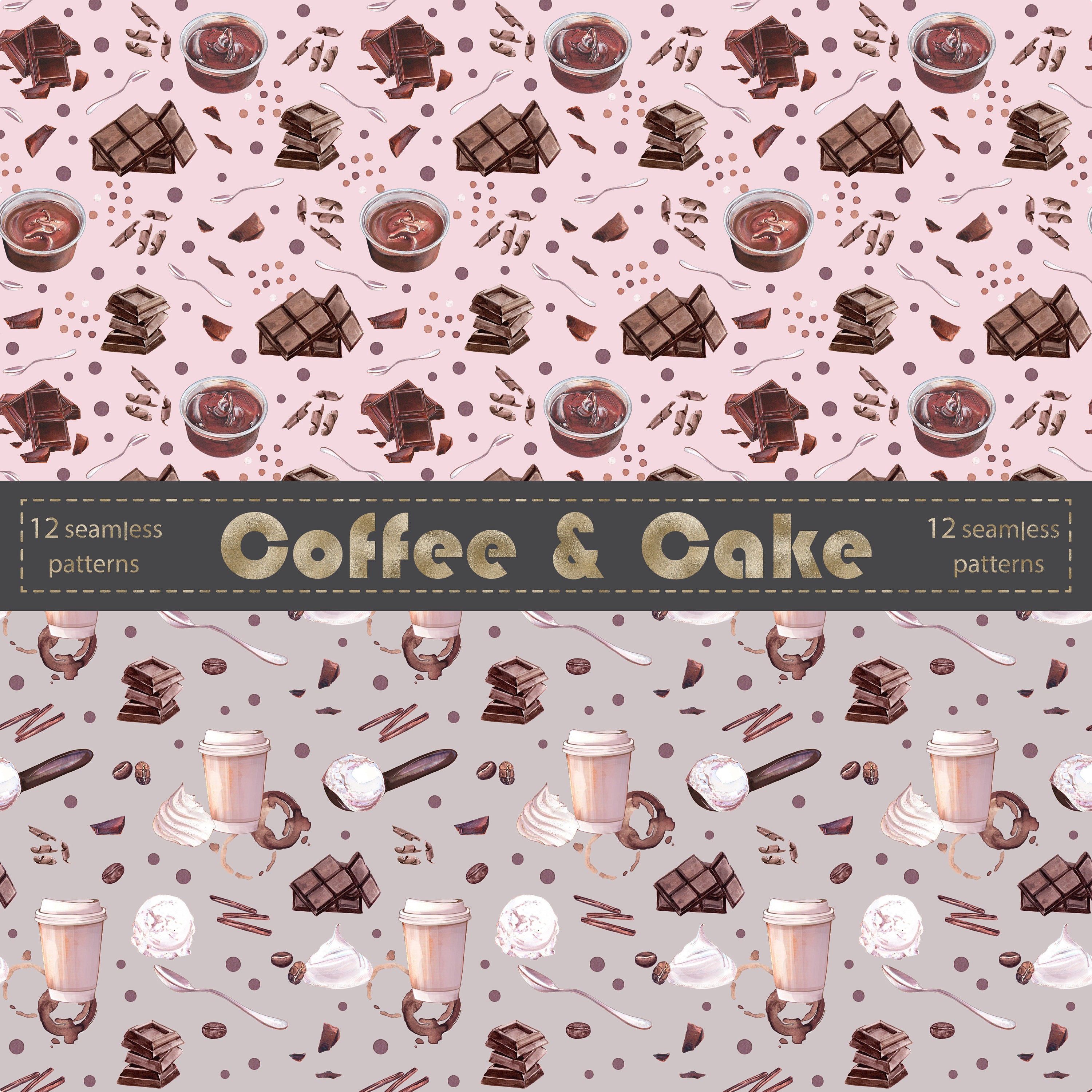 Coffee and Cake Digital Paper Bakery Printable Art Churros - Etsy
