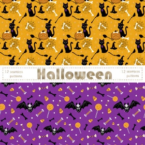 Halloween Kids Digital Paper Pumpkin Face Seamless - Etsy