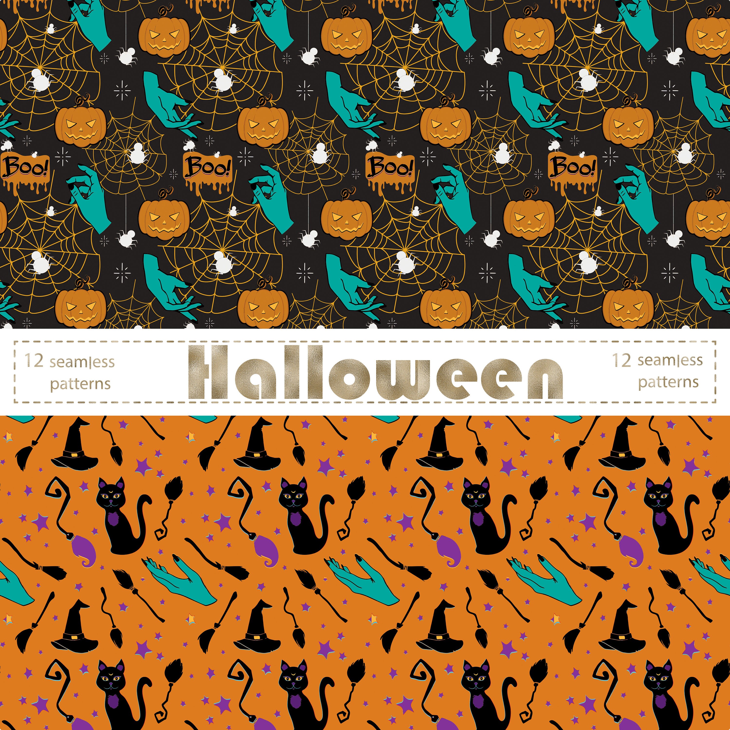 Halloween Kids Digital Paper Pumpkin Face Seamless - Etsy