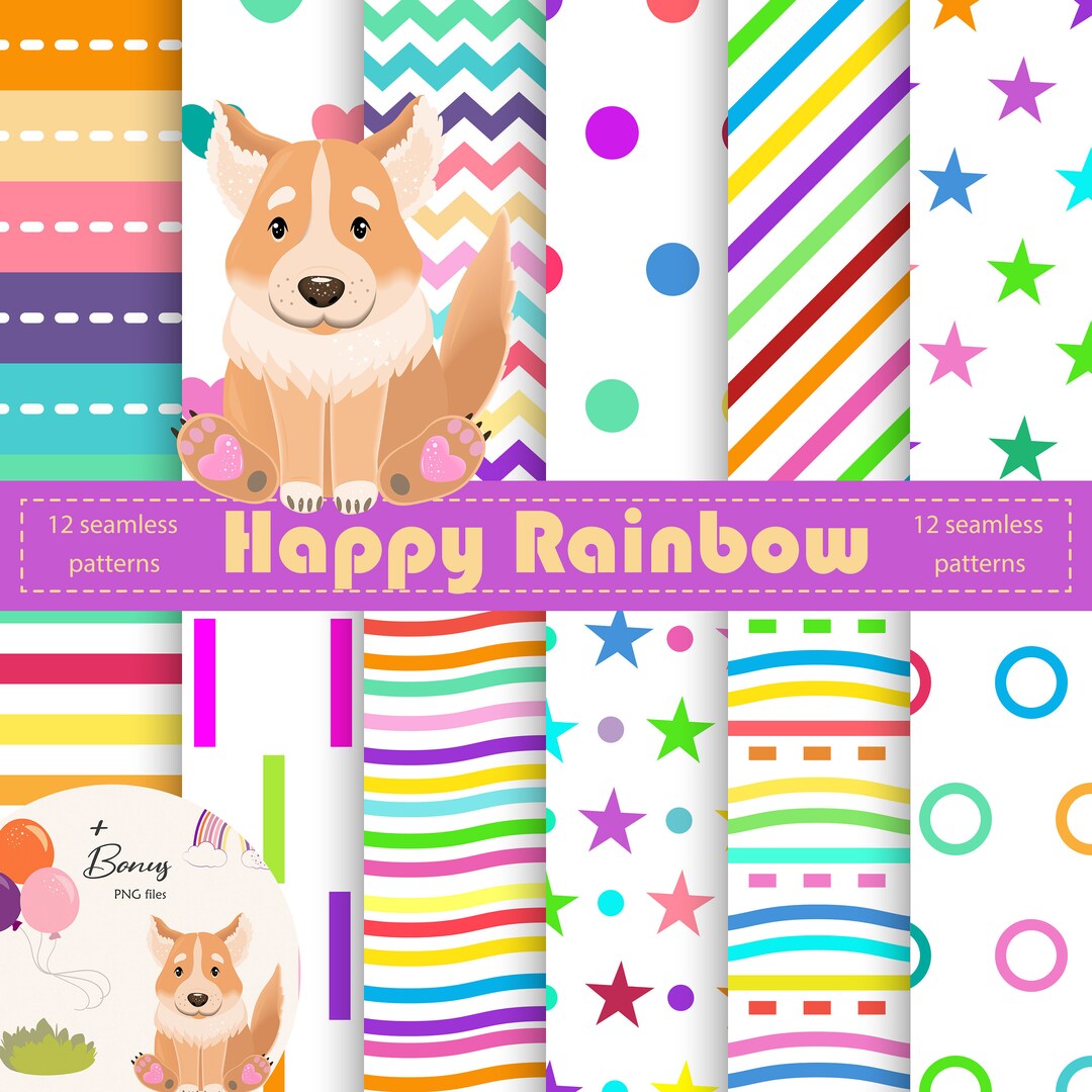 Rainbow Geometric Digital Paper, SEAMLESS Background, Rainbow Seamless ...