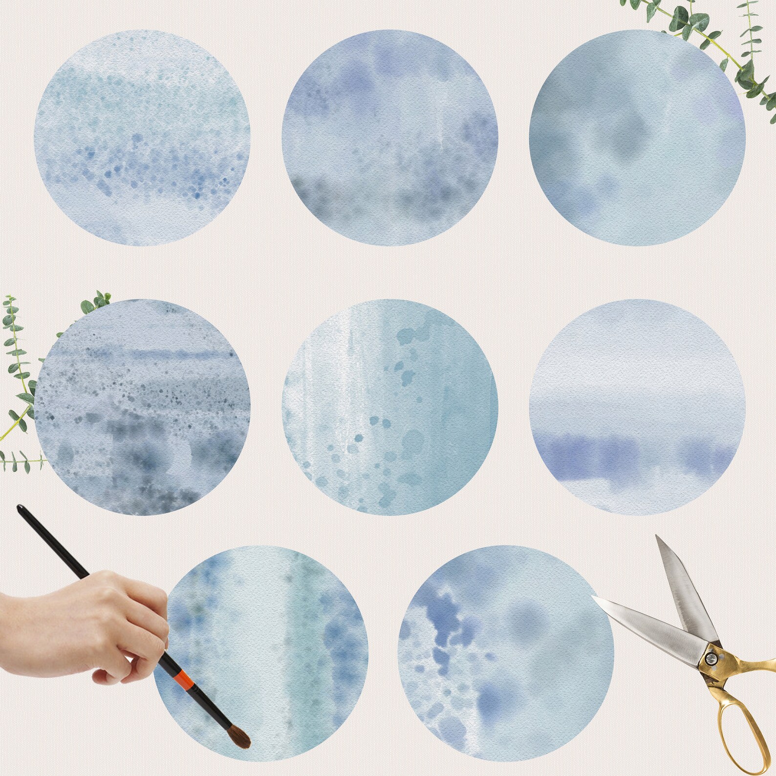 8 Dusty Blue Ombre Digital Paper Blue Granite Watercolor - Etsy