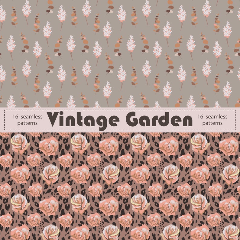 Vintage Flowers Digital Paper Flower Scrapbook Paper Floral Seamless ...