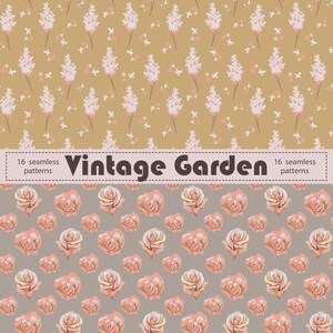 Vintage Flowers Digital Paper Flower Scrapbook Paper Floral Seamless ...