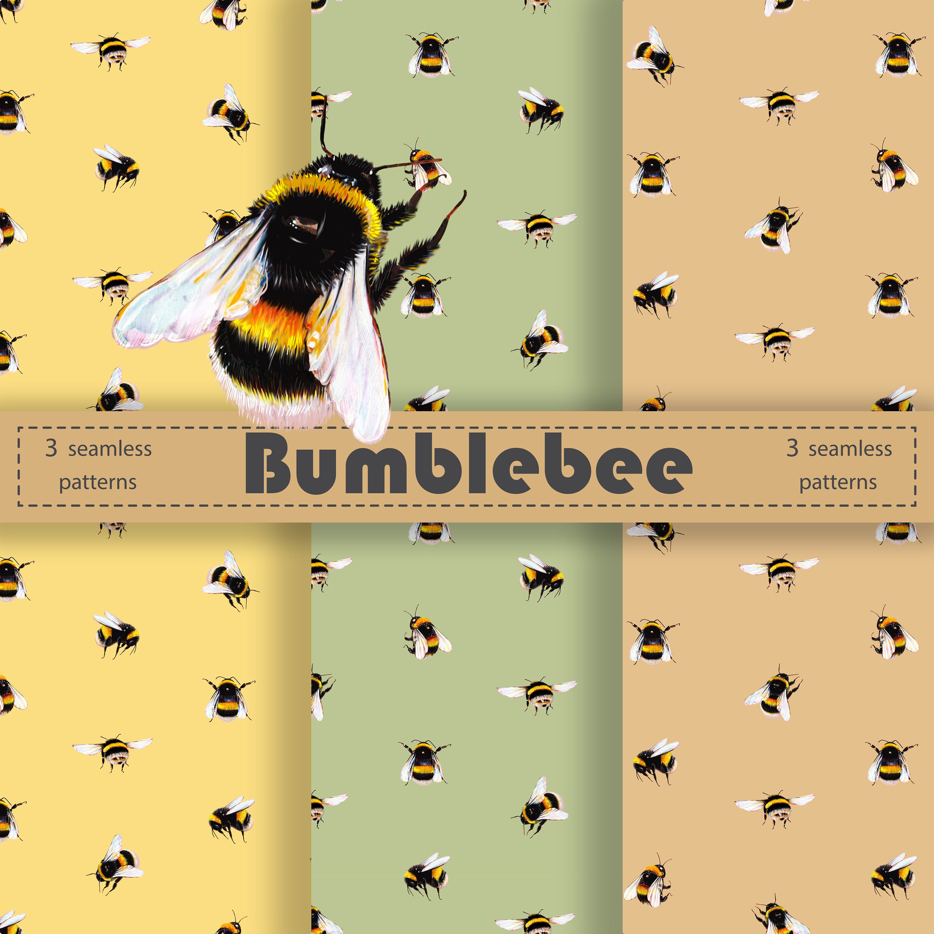 Honey Bee Digital Paper, Beehive Seamless Pattern, Honey Bee Pattern ...