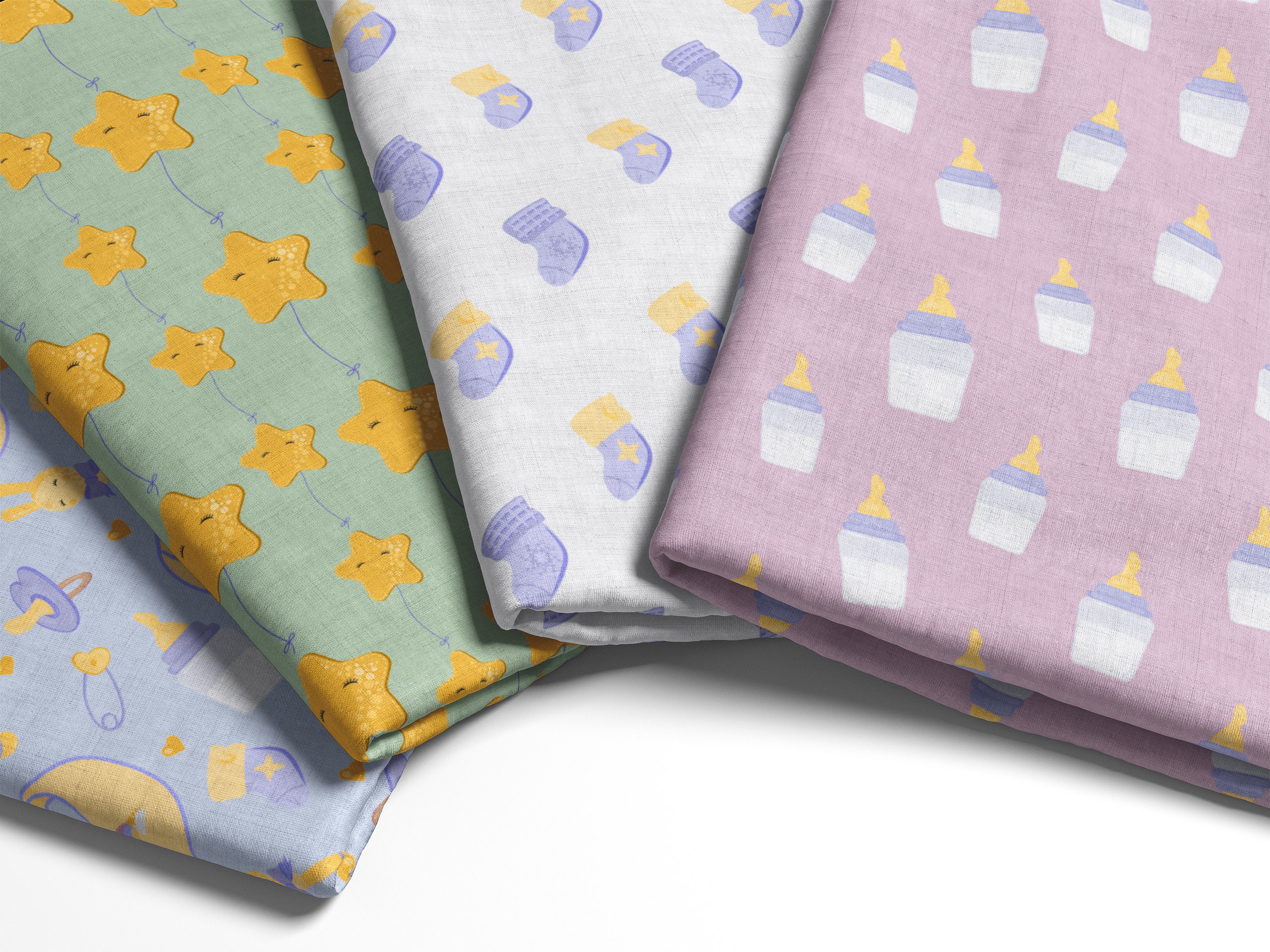 Newborn Baby Digital Paper, Baby Girl SEAMLESS Patterns, Baby Shower ...