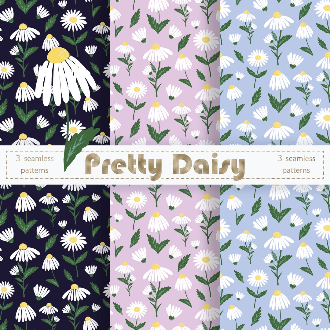 Pretty Daisy Flowers Seamless Pattern Daisy Digital Paper - Etsy