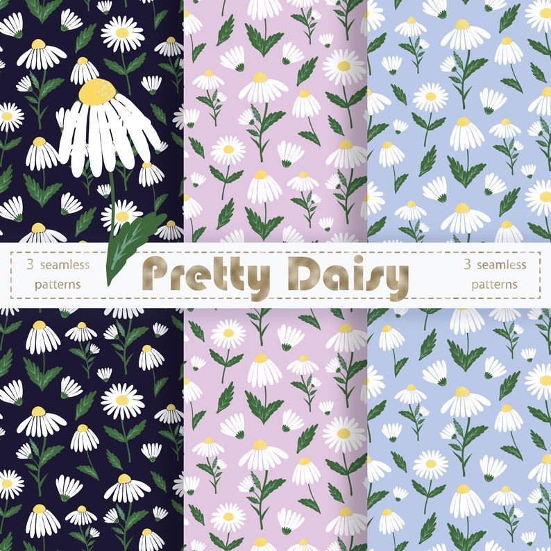 Pretty Daisy Flowers Seamless Pattern Daisy Digital Paper - Etsy