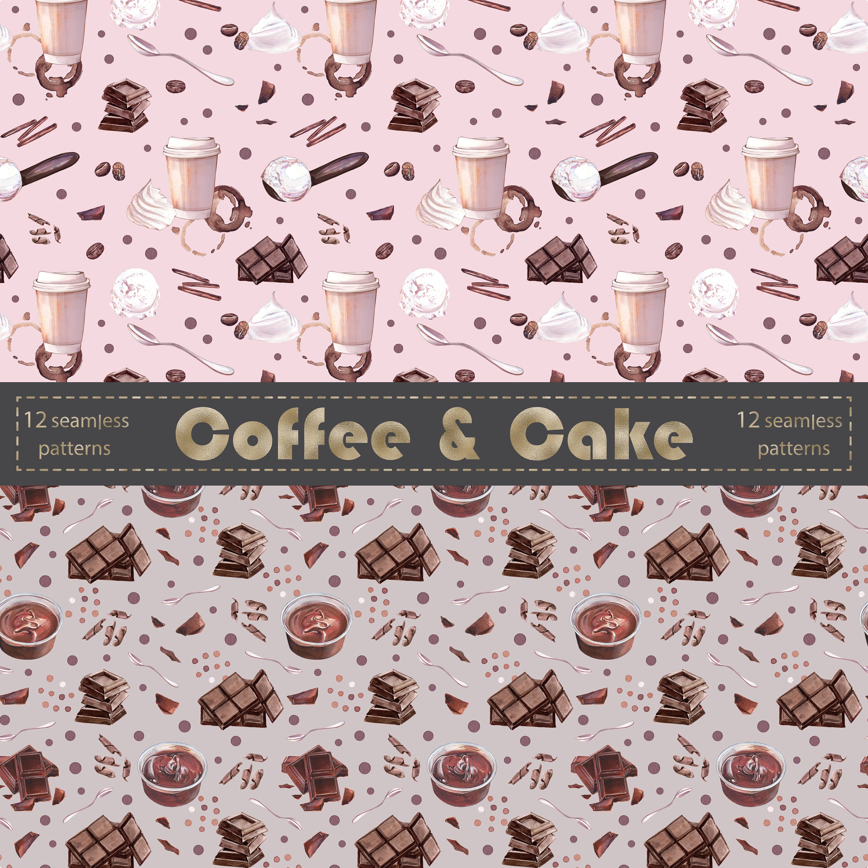 Coffee and Cake Digital Paper Bakery Printable Art Churros - Etsy