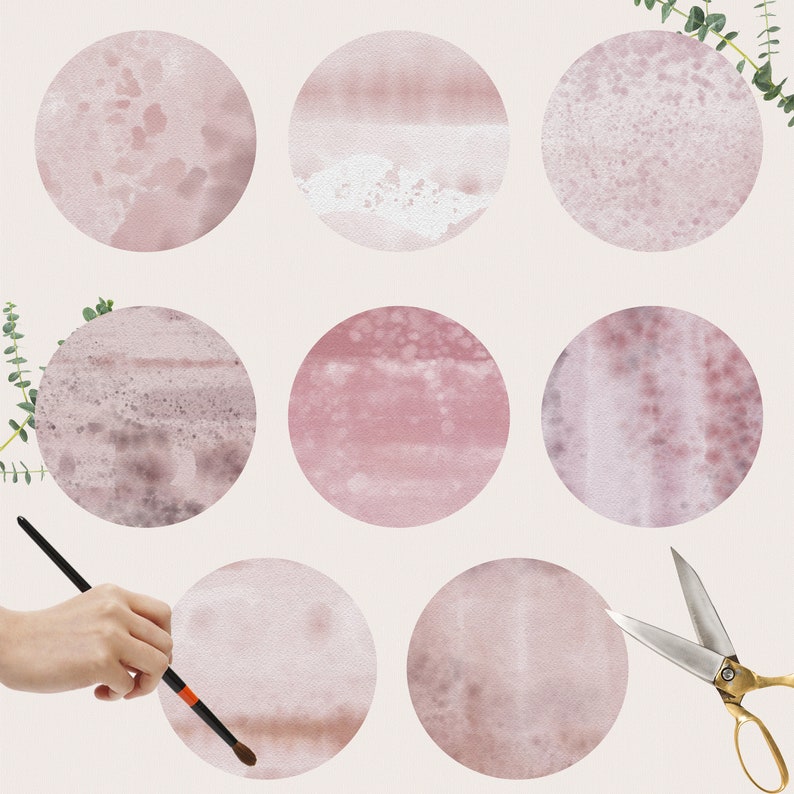 8 Blush Ombre Digital Paper, Dusty Pink Watercolor Textures, Pastel ...