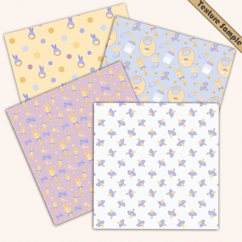 Newborn Baby Digital Paper, Baby Girl SEAMLESS Patterns, Baby Shower ...