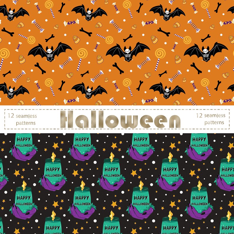 Halloween Kids Digital Paper Pumpkin Face Seamless - Etsy