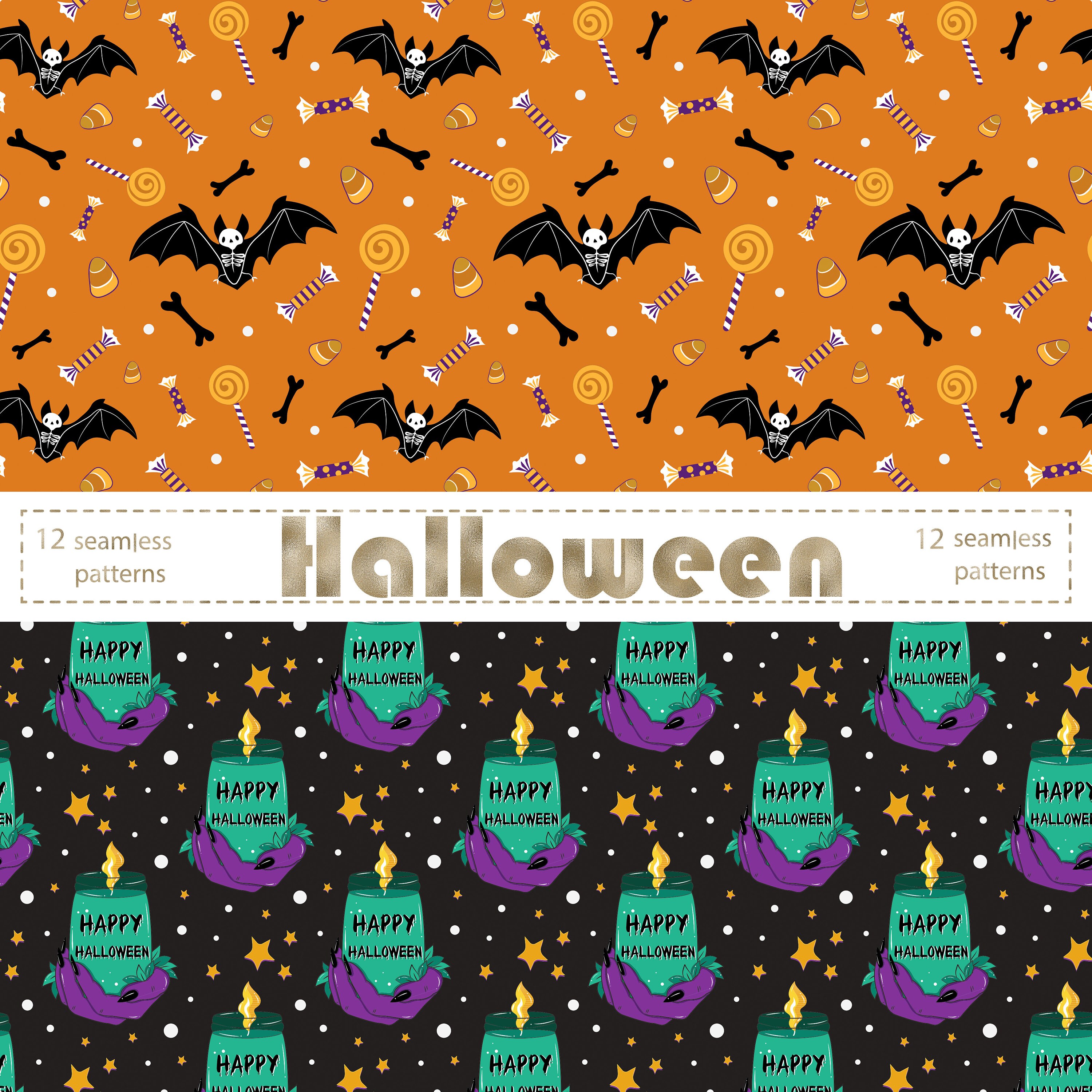 Halloween Kids Digital Paper Pumpkin Face Seamless - Etsy