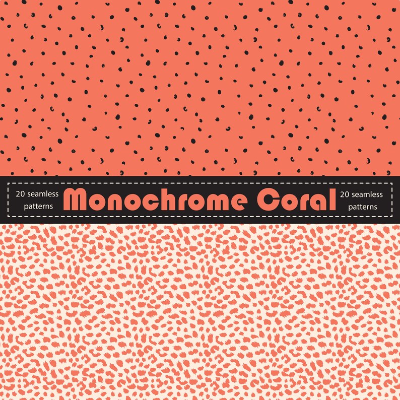 Monochrome Coral Animal Fur Digital Paper, Leopard Seamless Pattern ...