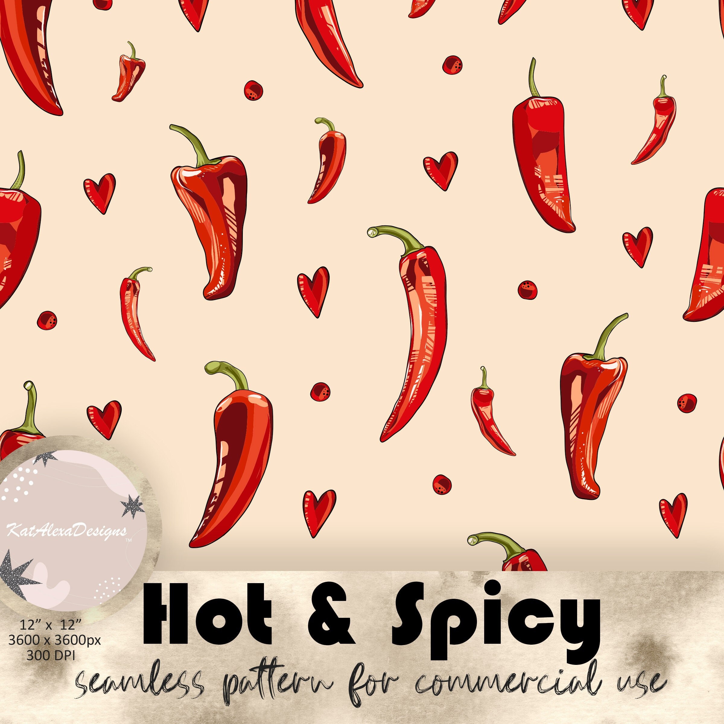 Hot Chilli Pepper Seamless Repeat Pattern, Spicy Vegetable Fabric ...