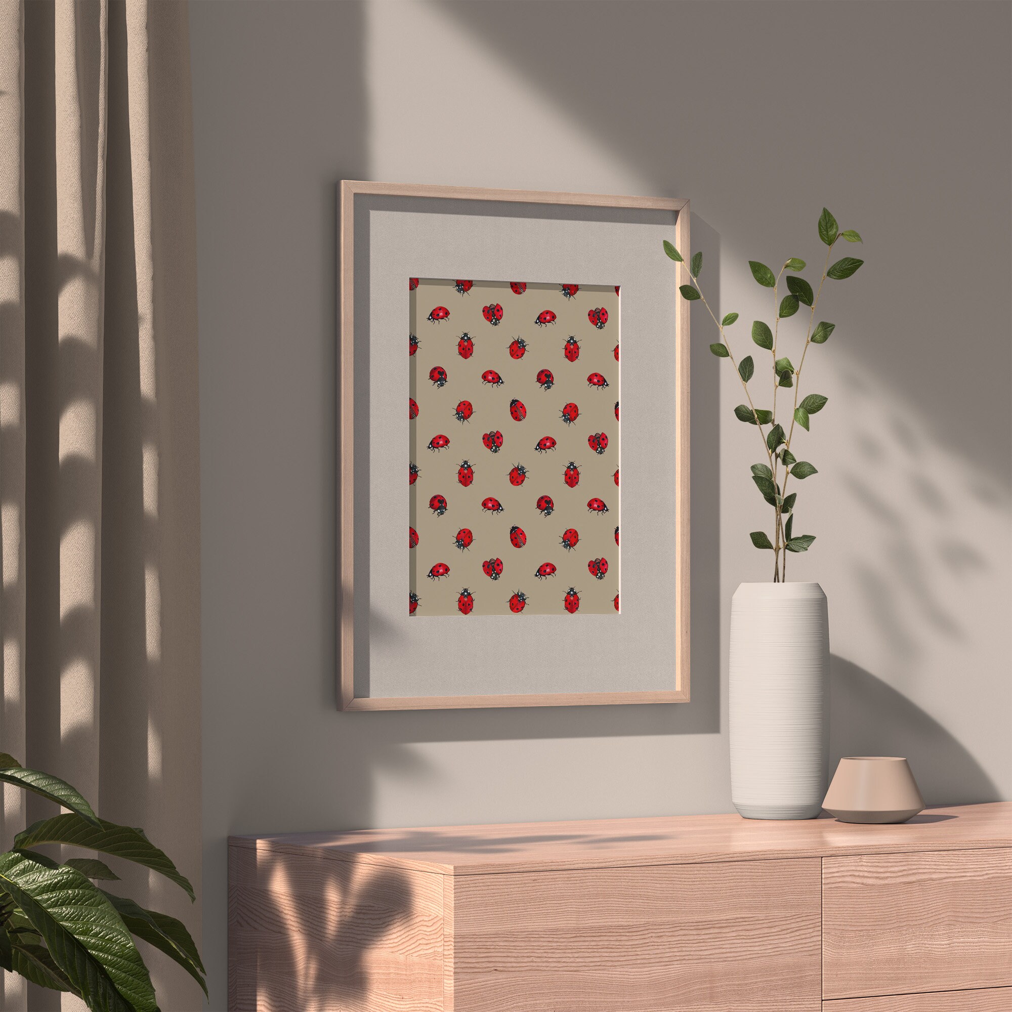 Watercolor Ladybug Seamless Pattern, Ladybird Beetle Digital Paper ...