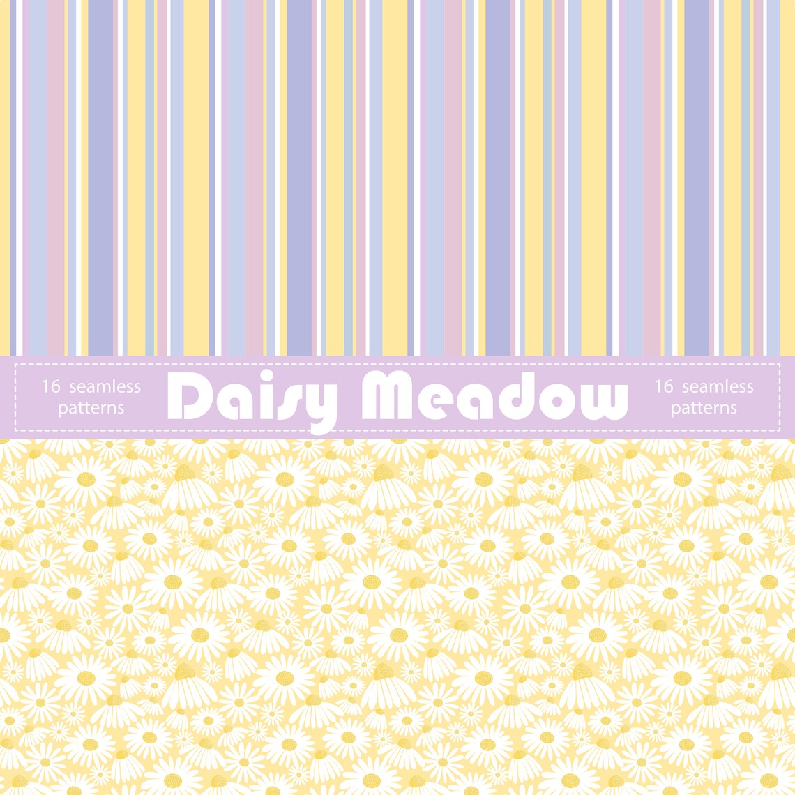 Daisy Flower Digital Paper Summer Meadow Seamless Pattern - Etsy